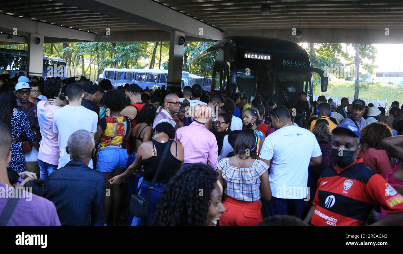 salvador, bahia, brazil - june 22, 2023: crowd of people trying to ...