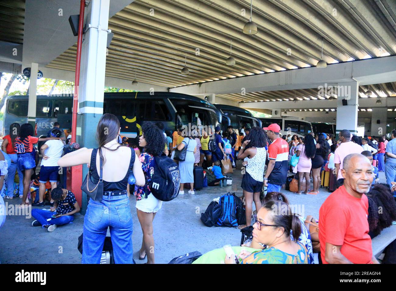 salvador, bahia, brazil - june 22, 2023: crowd of people trying to ...