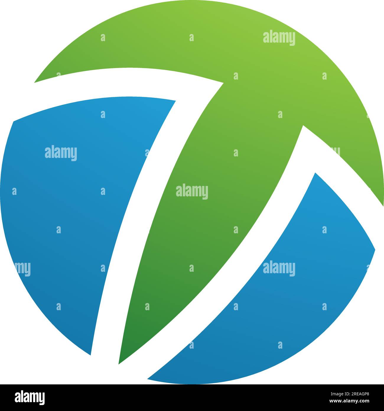 Green and Blue Circle Shaped Letter T Icon on a White Background Stock ...
