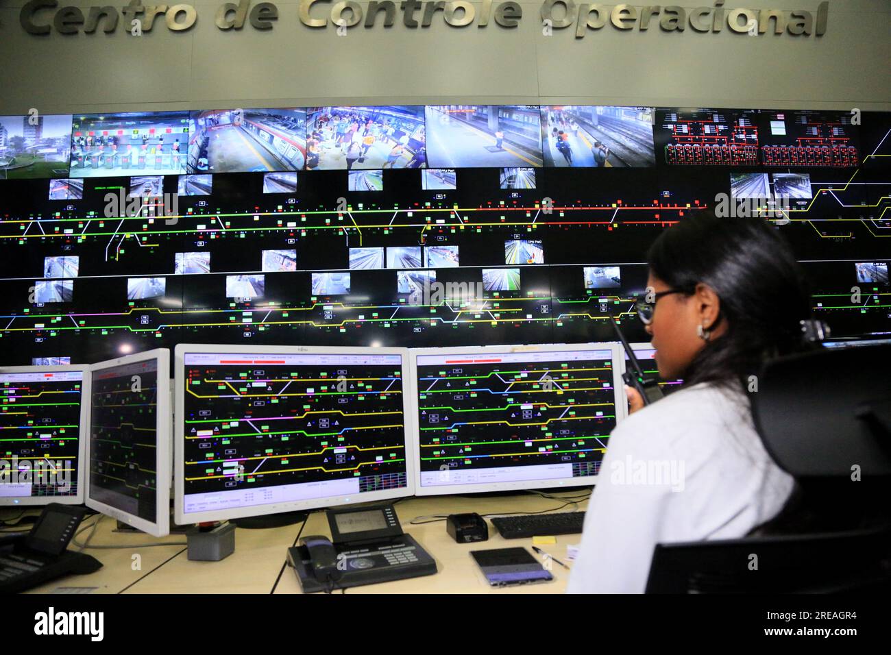 salvador, bahia, brazil - june 14, 2013: control operation room of the ...