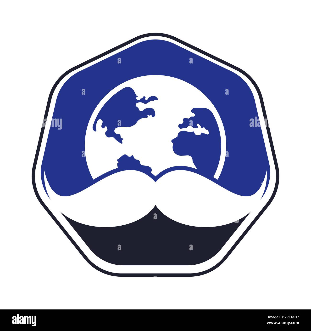 Mustache and globe vector icon logo design. World man day vector logo ...