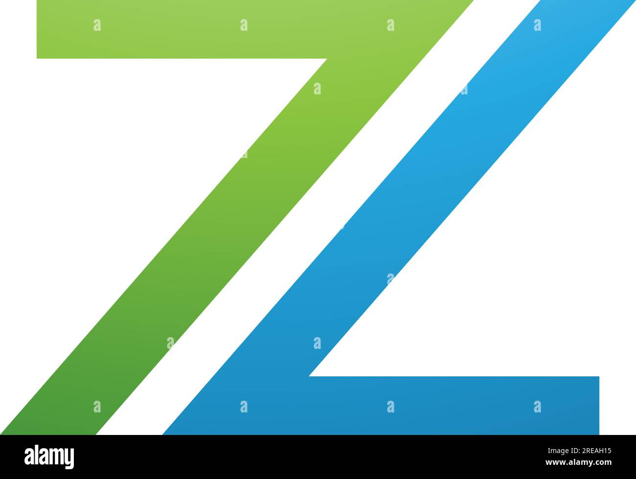 Green and Blue Number 7 Shaped Letter Z Icon on a White Background ...