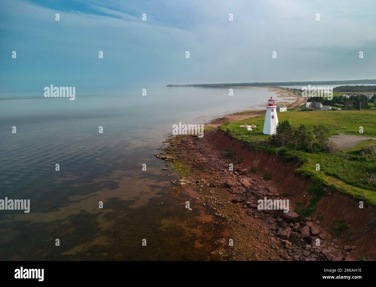 Prince Edward Island, the East Point Lighthouse aerial view Stock Photo ...
