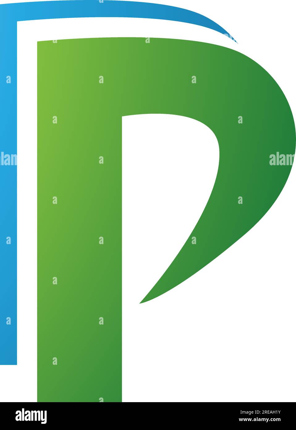 Green and Blue Layered Letter P Icon on a White Background Stock Vector ...
