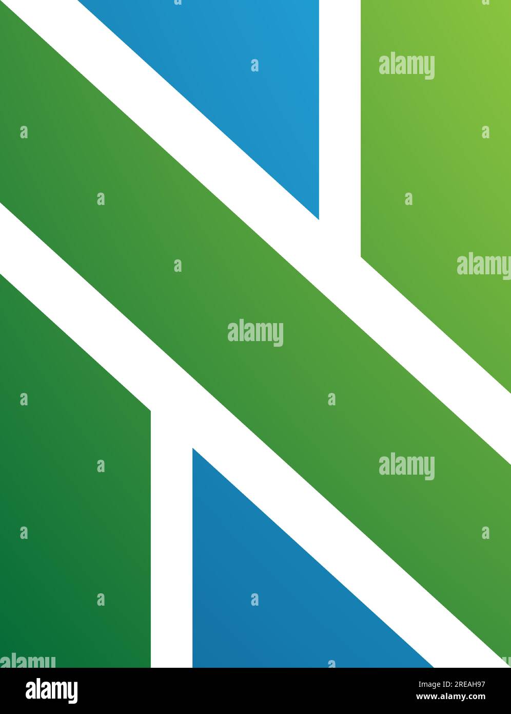 Green and Blue Rectangle Shaped Letter N Icon on a White Background ...