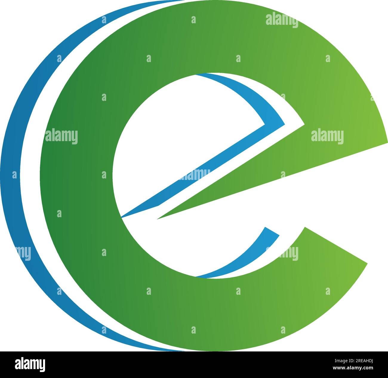 Green and Blue Round Layered Lowercase Letter E Icon on a White ... Green and Blue Round Layered Lowercase Letter E Icon on a White ...