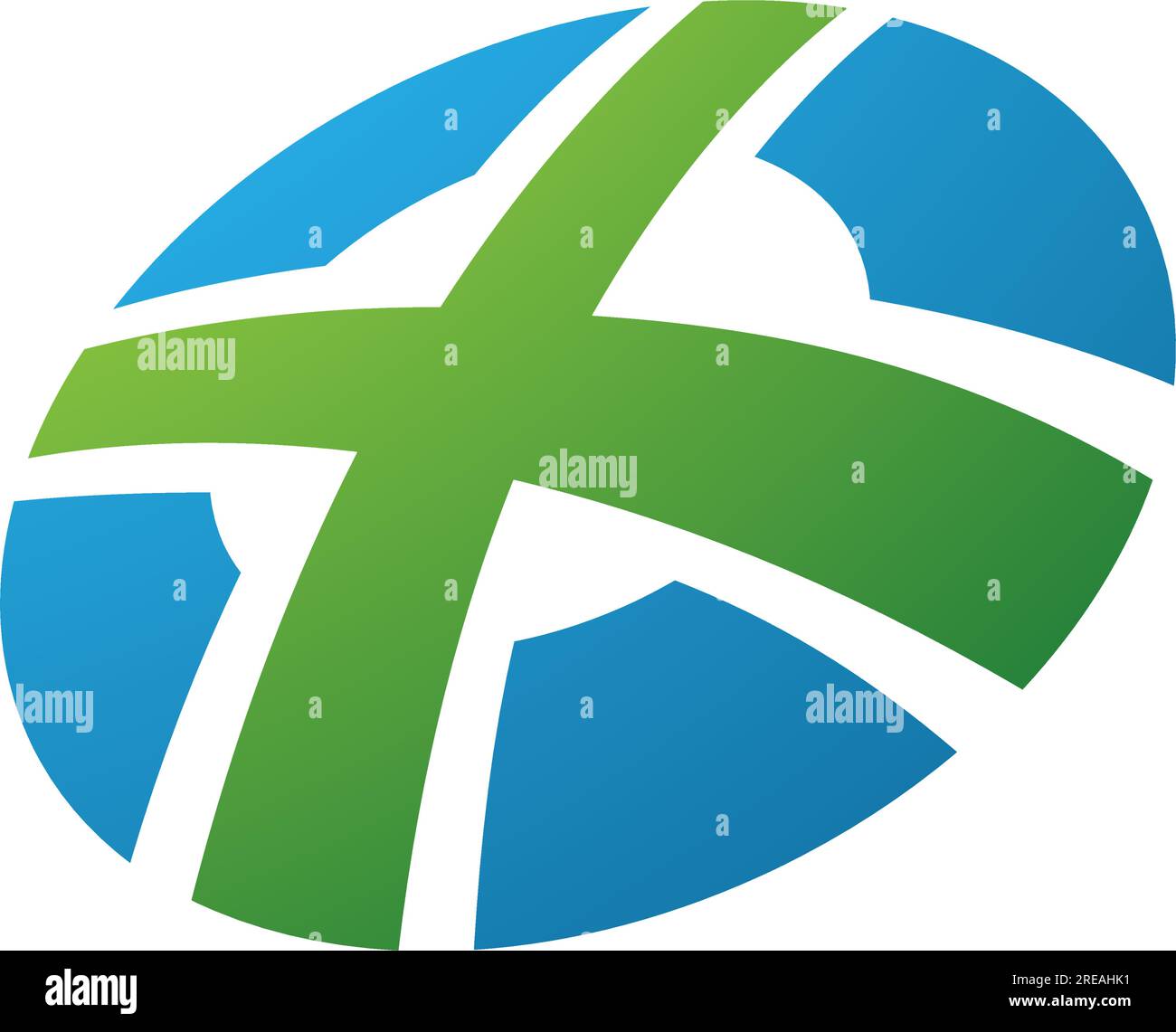 Green and Blue Round Shaped Letter X Icon on a White Background Stock ...