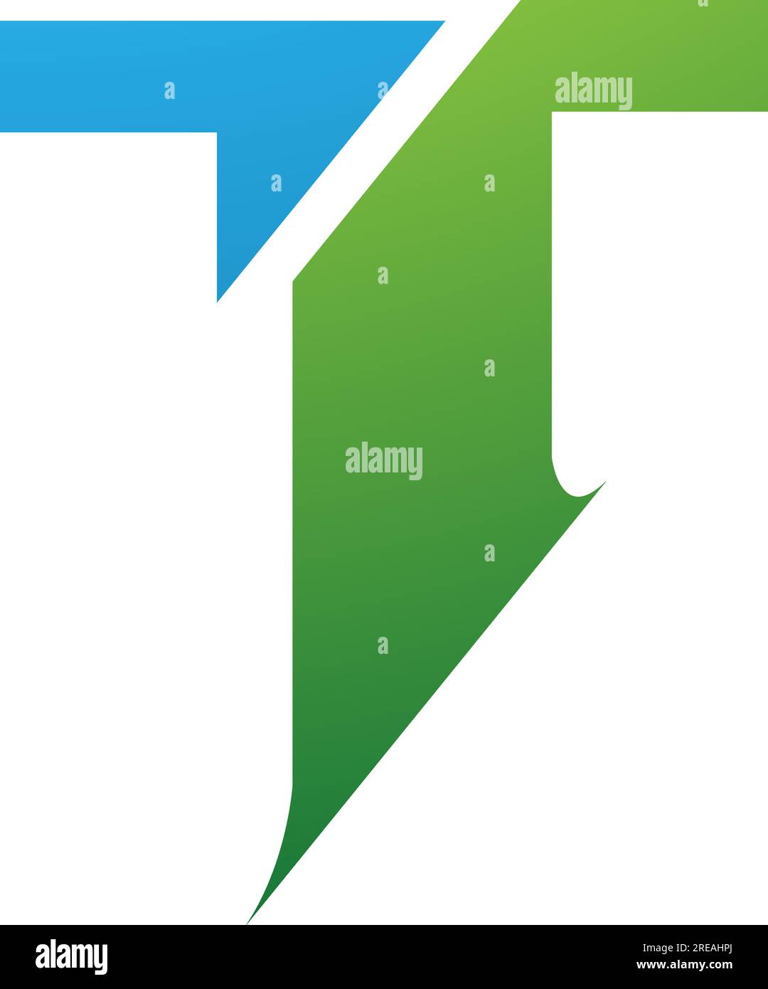 Green and Blue Split Shaped Letter T Icon on a White Background Stock ...