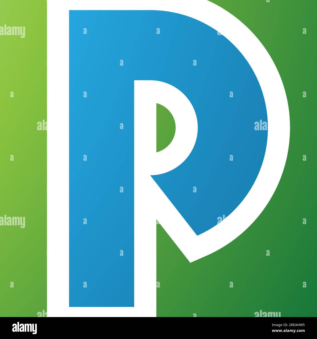Green and Blue Square Letter P Icon on a White Background Stock Vector ...