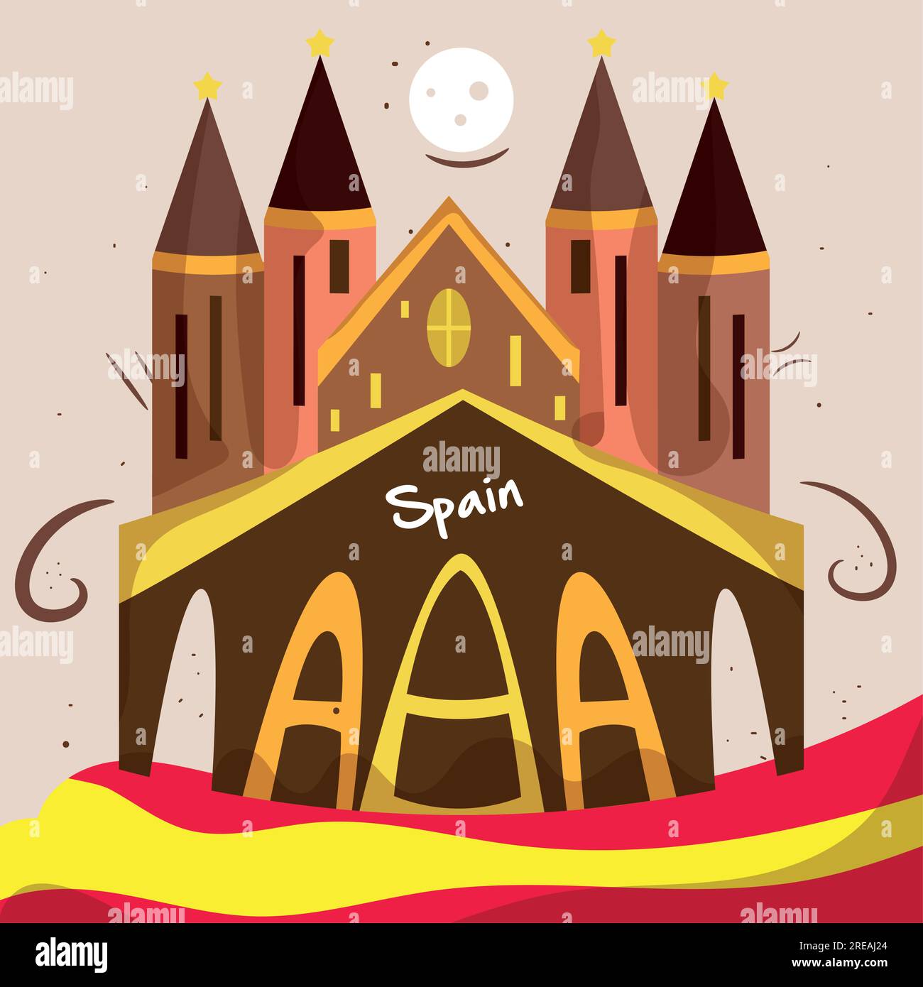 Isolated hispanic cathedral building Spain culture template Vector ...