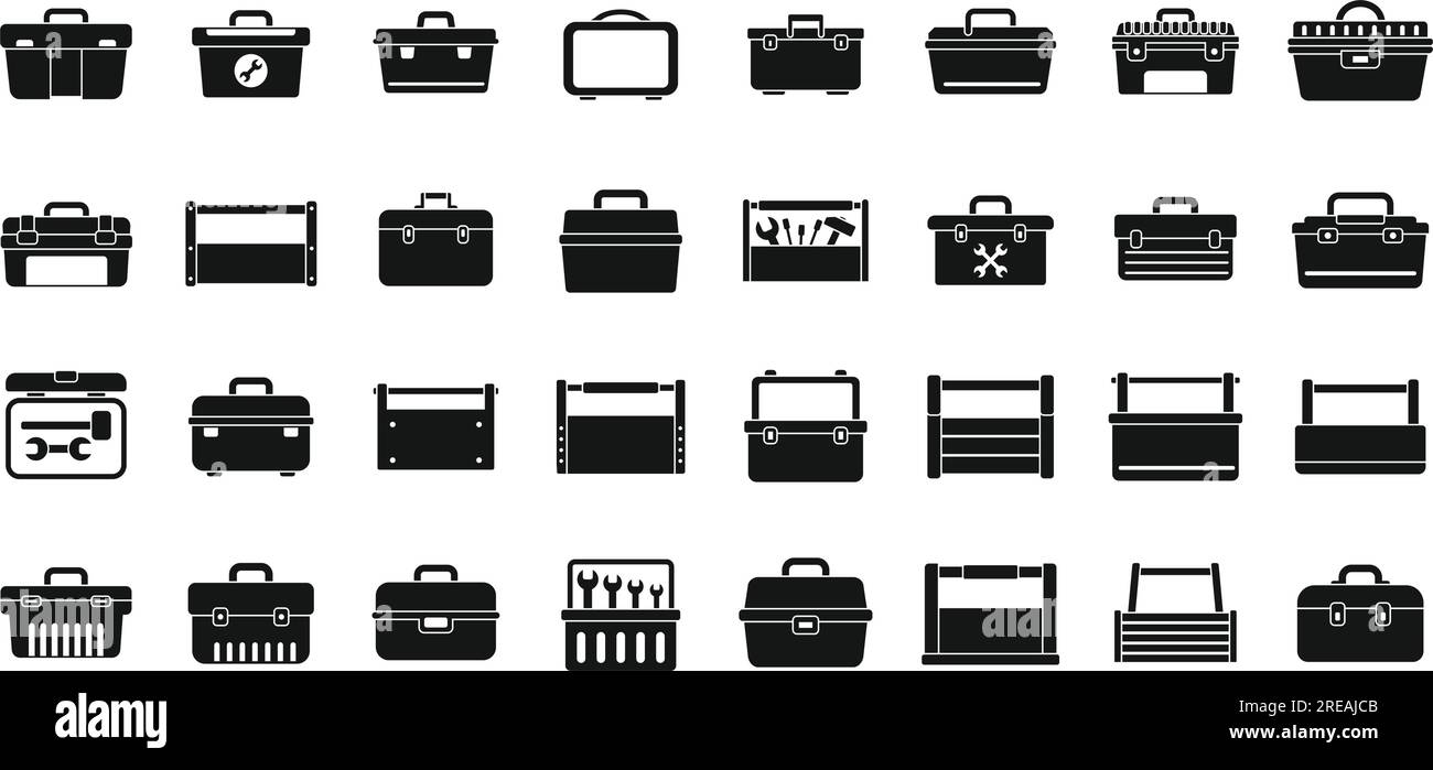 Toolbox icons set simple vector. Repair kit. Wooden safety Stock Vector ...