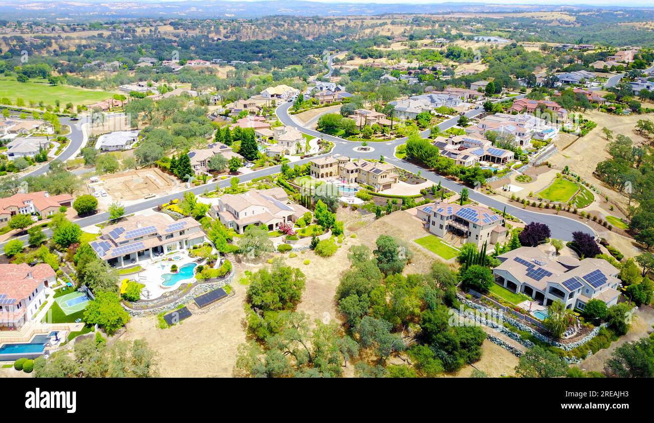 Aerial View of Custom Homes Stock Photo - Alamy