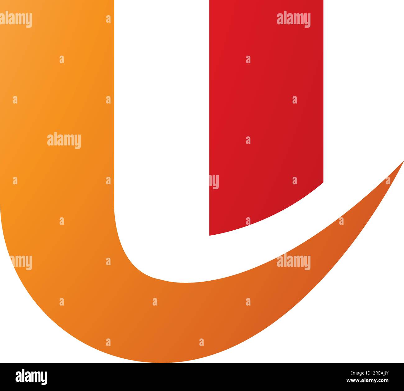 Orange and Red Bold Curvy Shaped Letter U Icon on a White Background ...