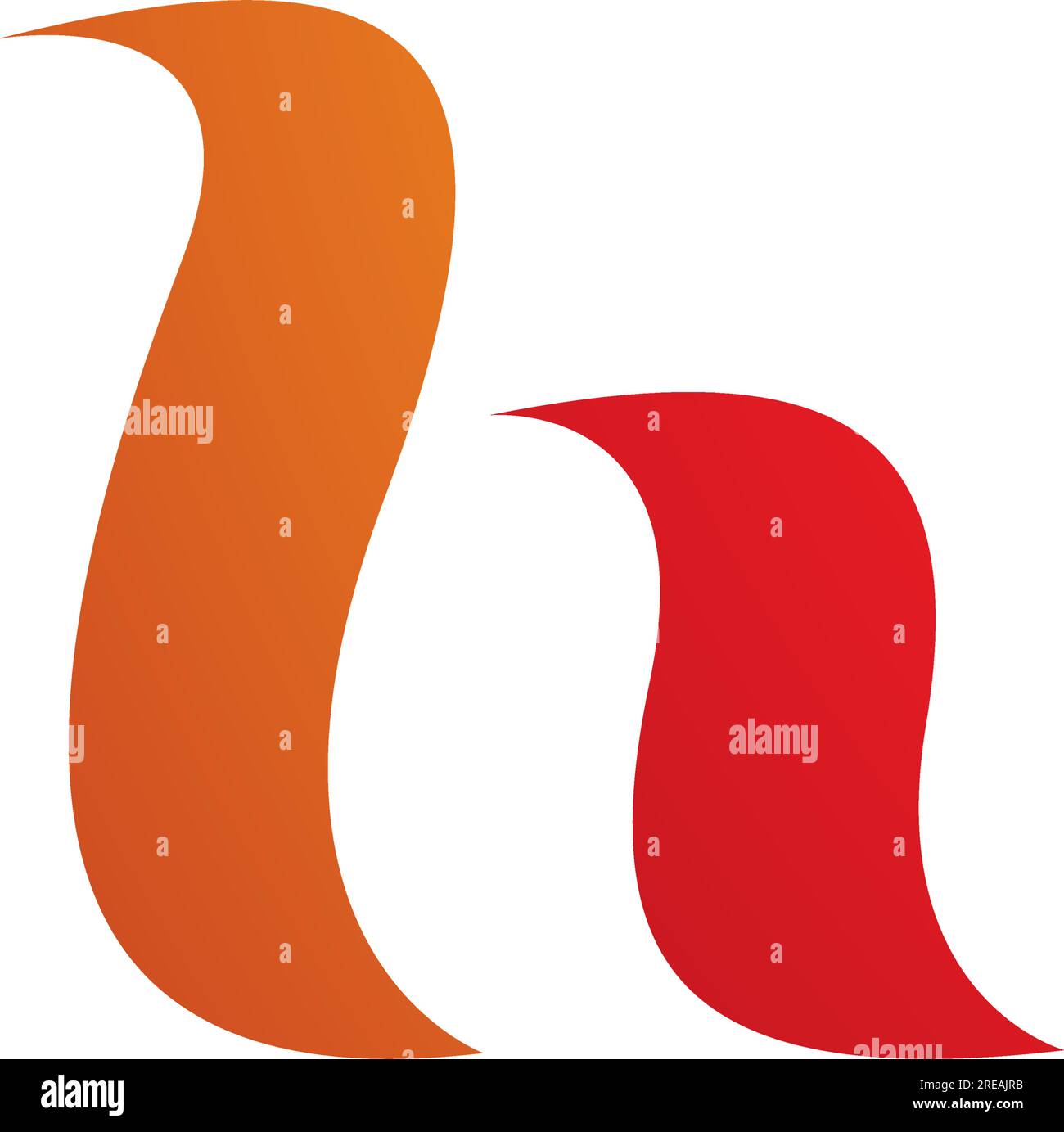Orange and Red Calligraphic Letter H Icon on a White Background Stock ...