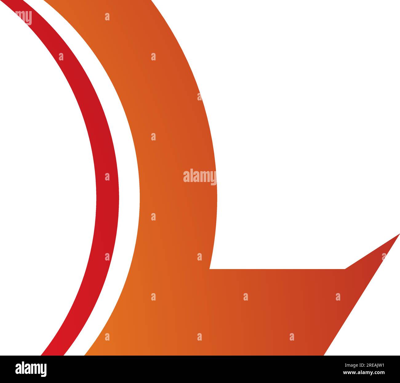 Orange and Red Concave Lens Shaped Letter L Icon on a White Background ...