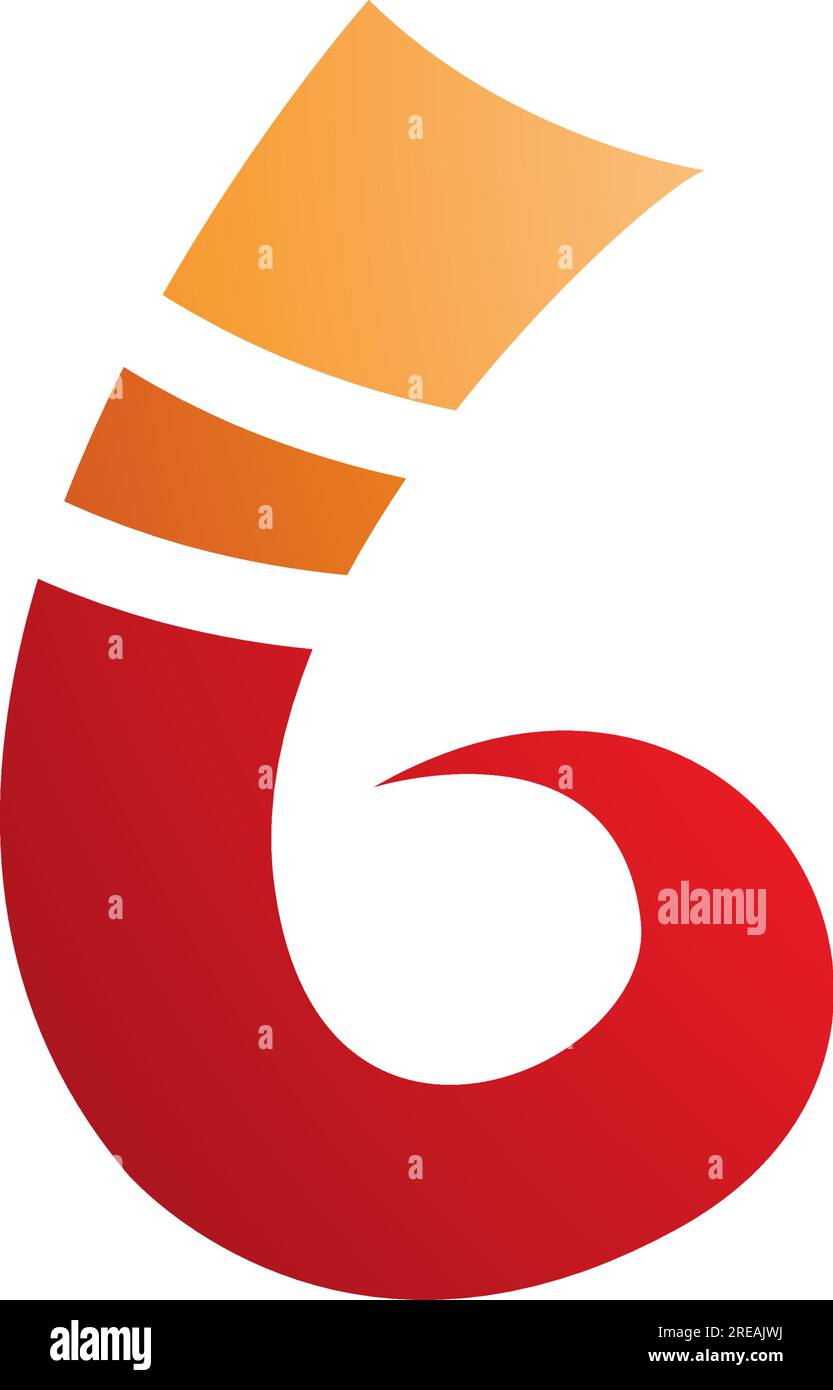 Orange and Red Curly Spike Shape Letter B Icon on a White Background ...