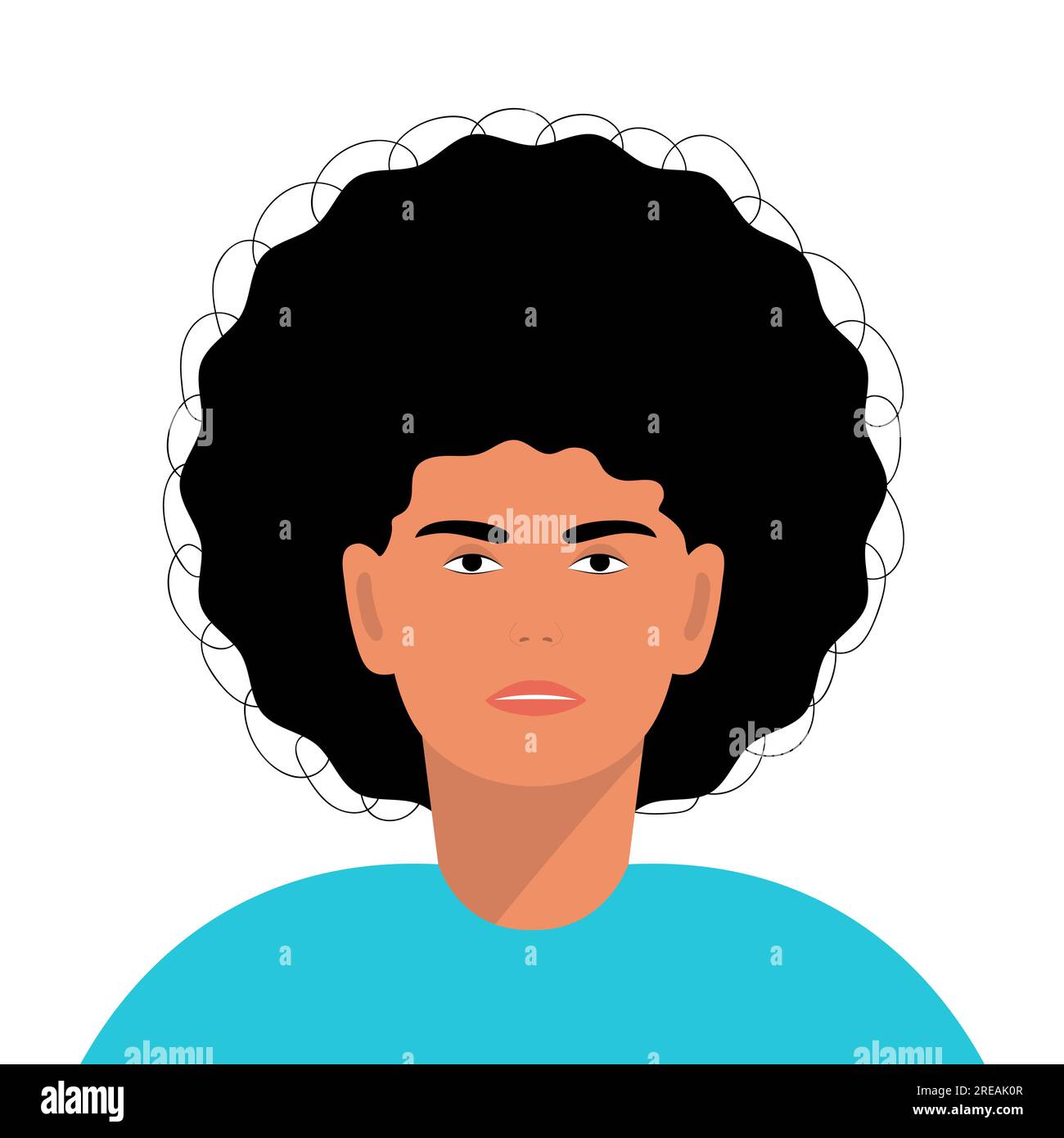 Portrait young man curly hair Stock Vector Images - Alamy