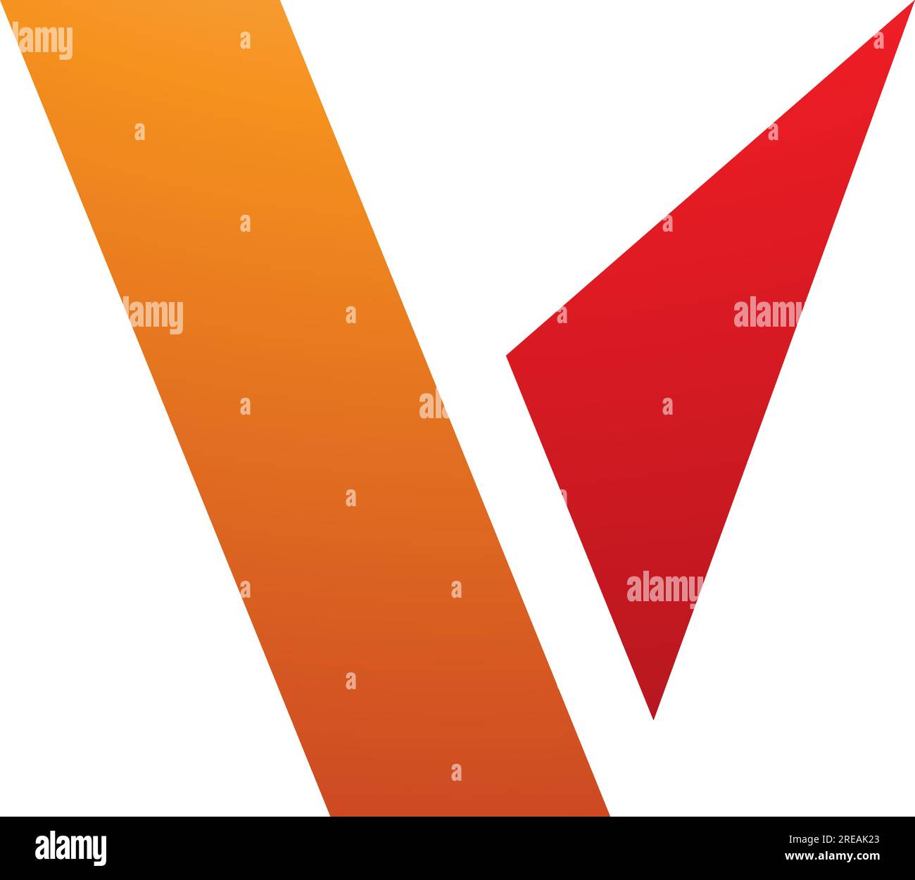 Orange and Red Geometrical Shaped Letter V Icon on a White Background ...