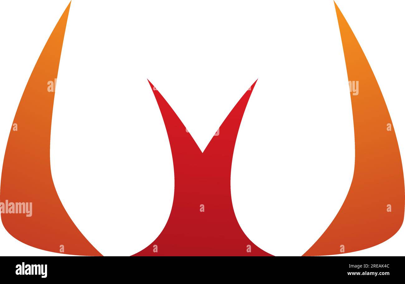 Orange and Red Horn Shaped Letter W Icon on a White Background Stock ...