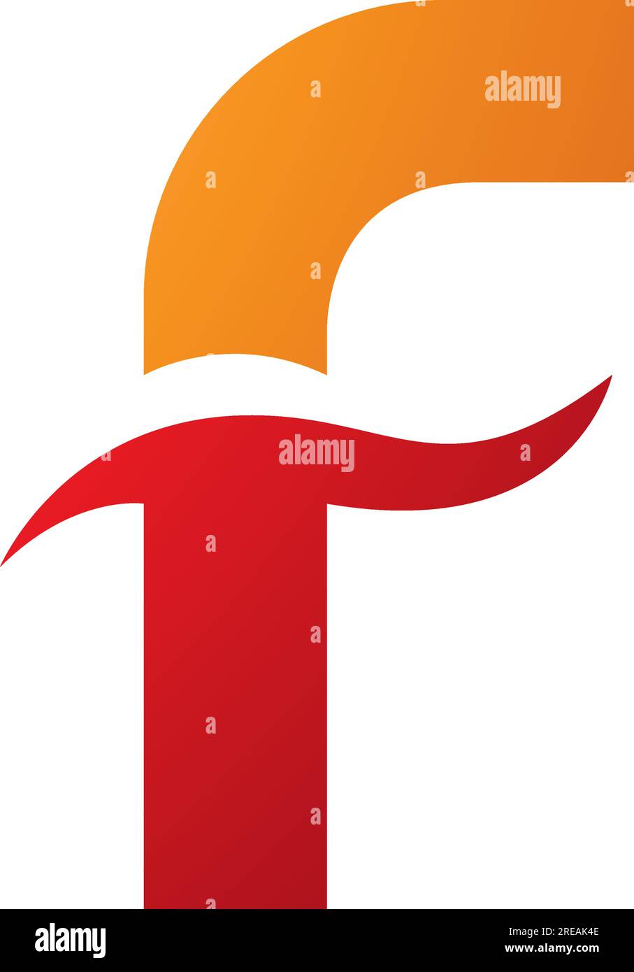 Orange and Red Letter F Icon with Spiky Waves on a White Background ...