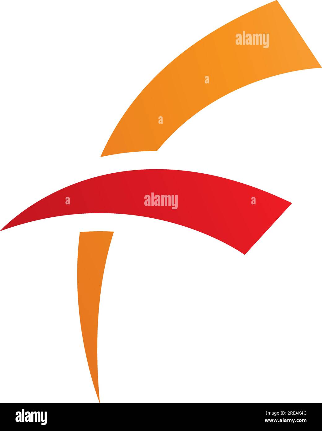 Orange and Red Letter F Icon with Round Spiky Lines on a White ...