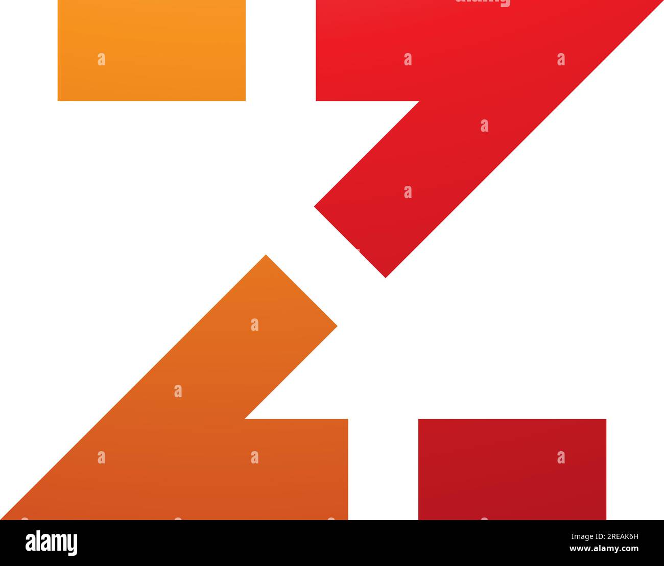 Orange and Red Dotted Line Shaped Letter Z Icon on a White Background ...