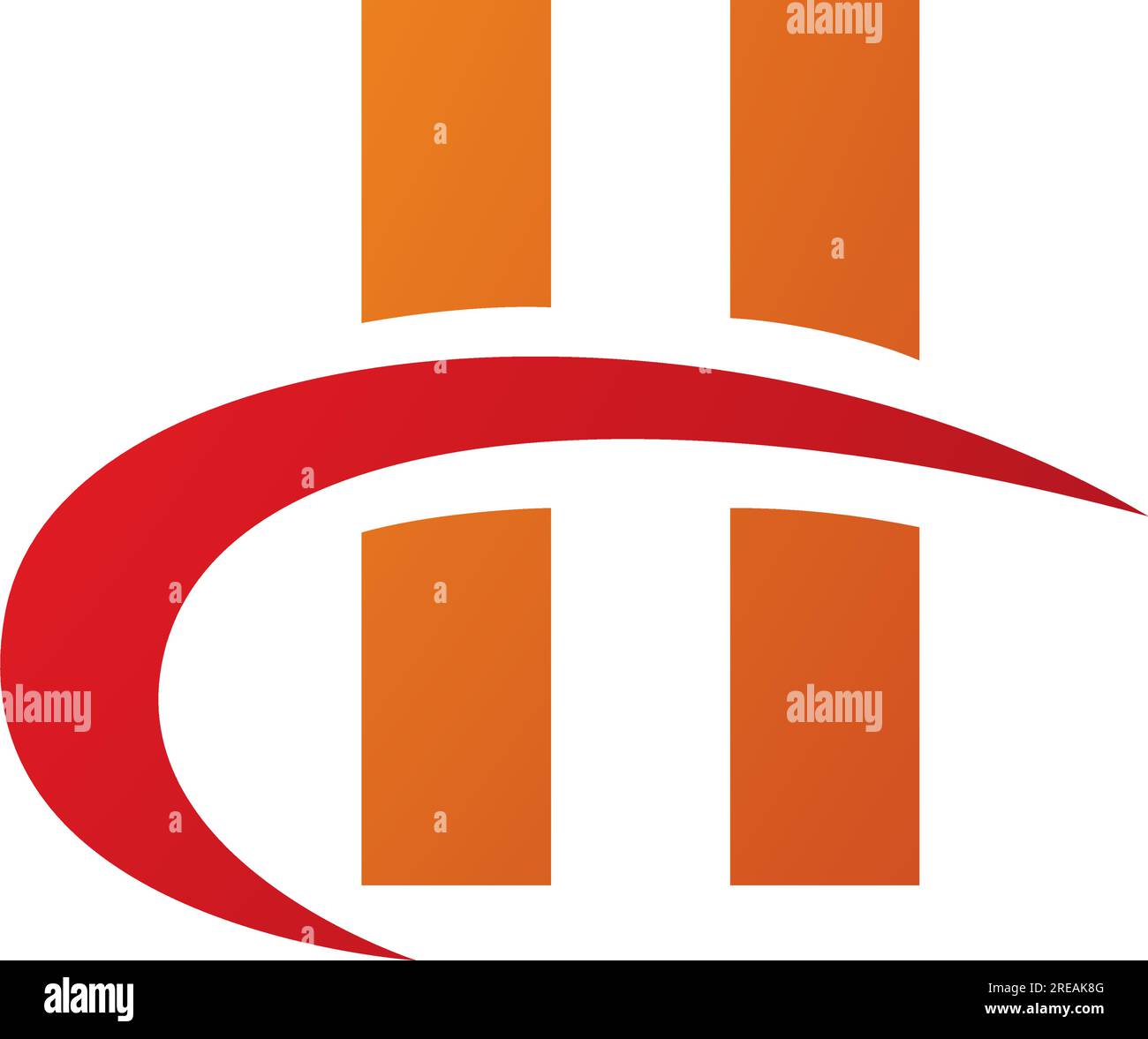 Orange and Red Letter H Icon with Vertical Rectangles and a Swoosh on a ...