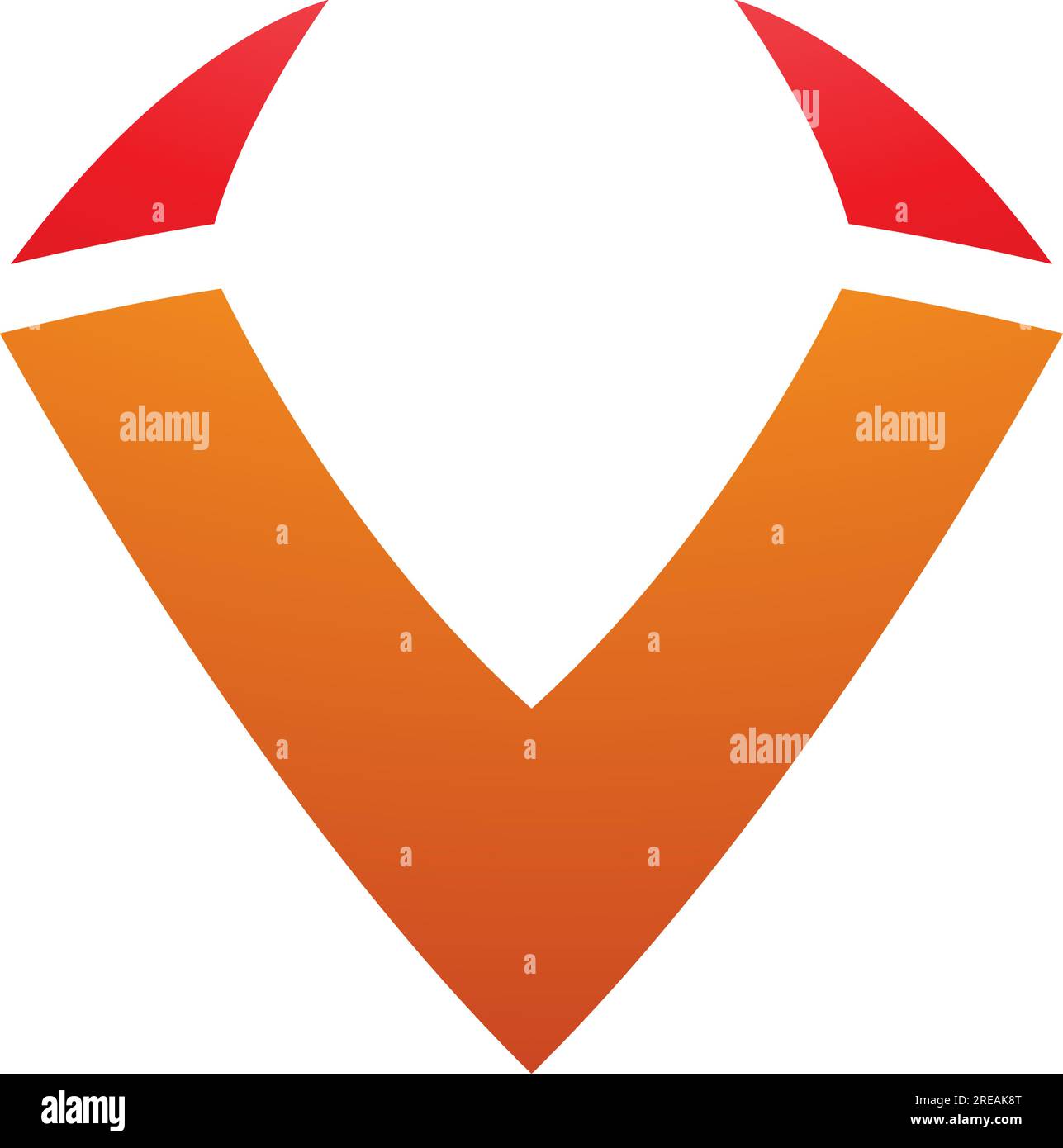 Orange and Red Horn Shaped Letter V Icon on a White Background Stock ...
