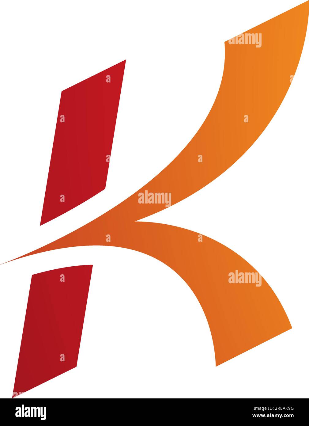 Orange and Red Italic Arrow Shaped Letter K Icon on a White Background ...