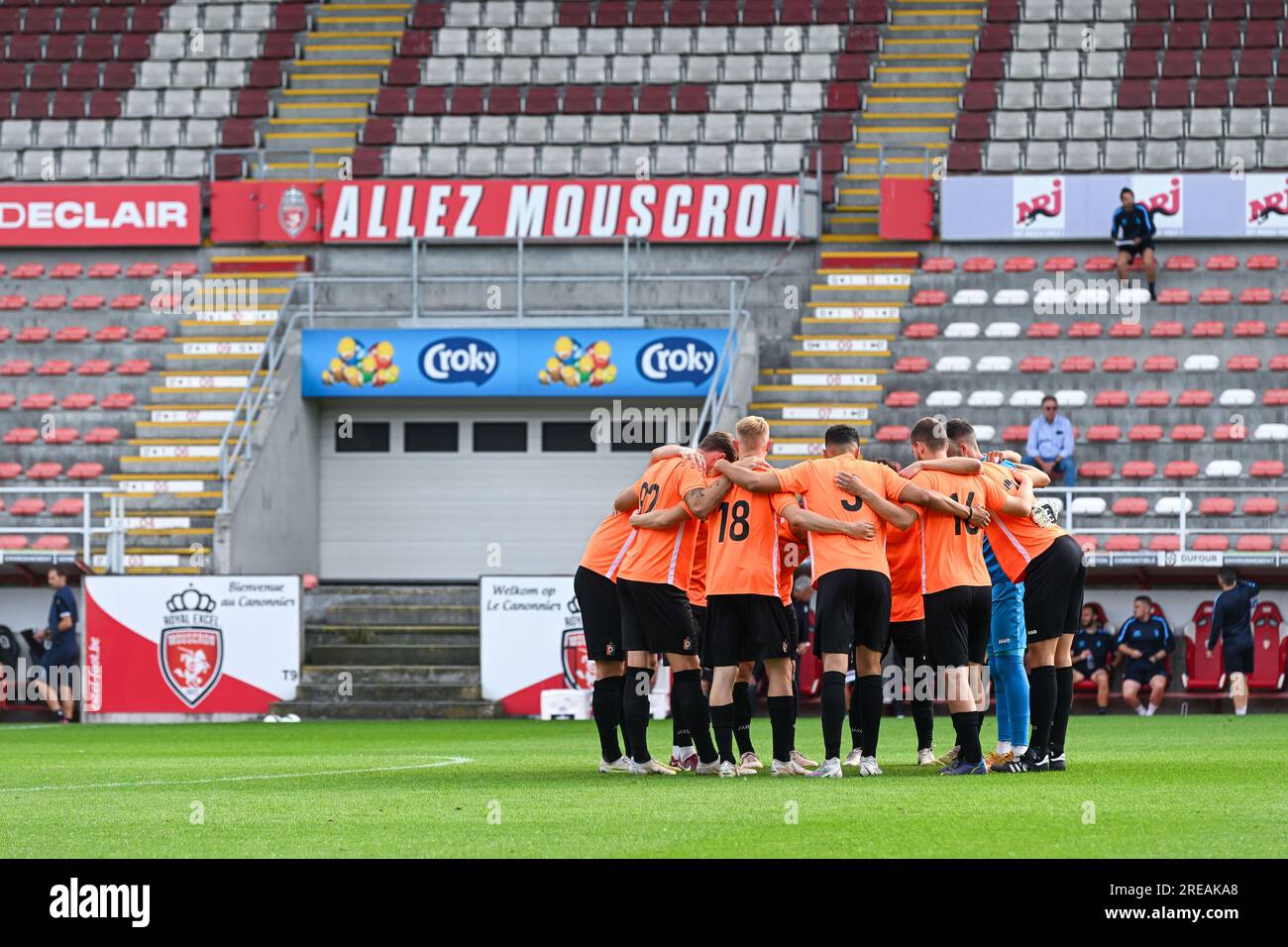 Mouscron, Belgium. 26th July, 2023. Team Deinze pictured before a ...