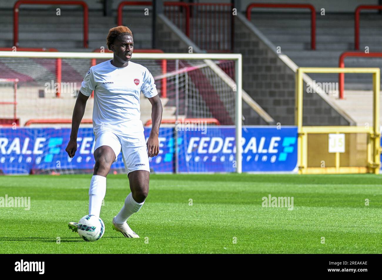 Mouscron, Belgium. 26th July, 2023. Jordan Poha (5) of Valenciennes FC ...