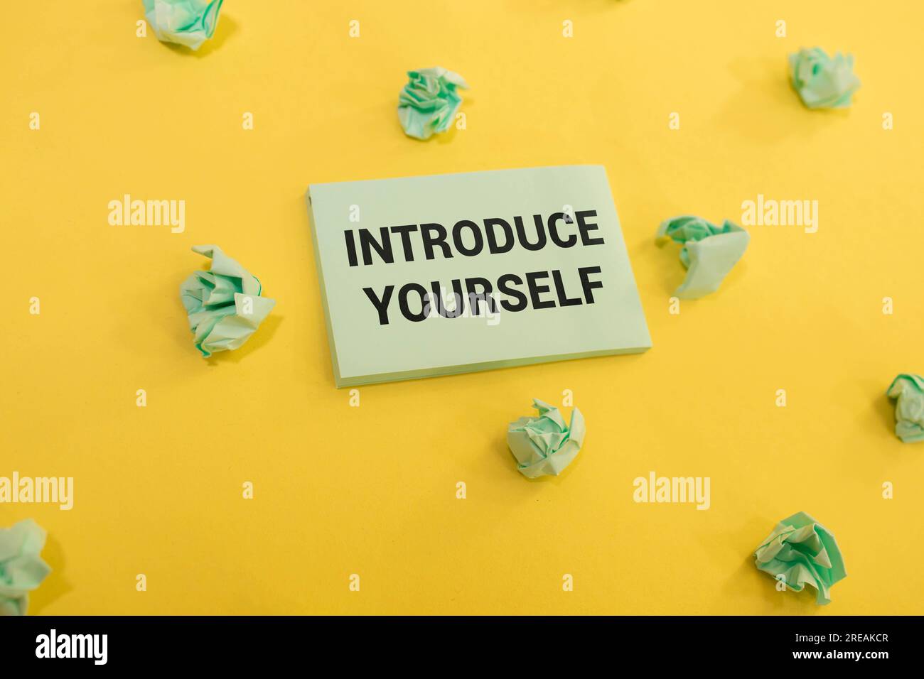 Sticky Note With The Text Introduce Yourself On Office Desk Self Introduction Concept Stock