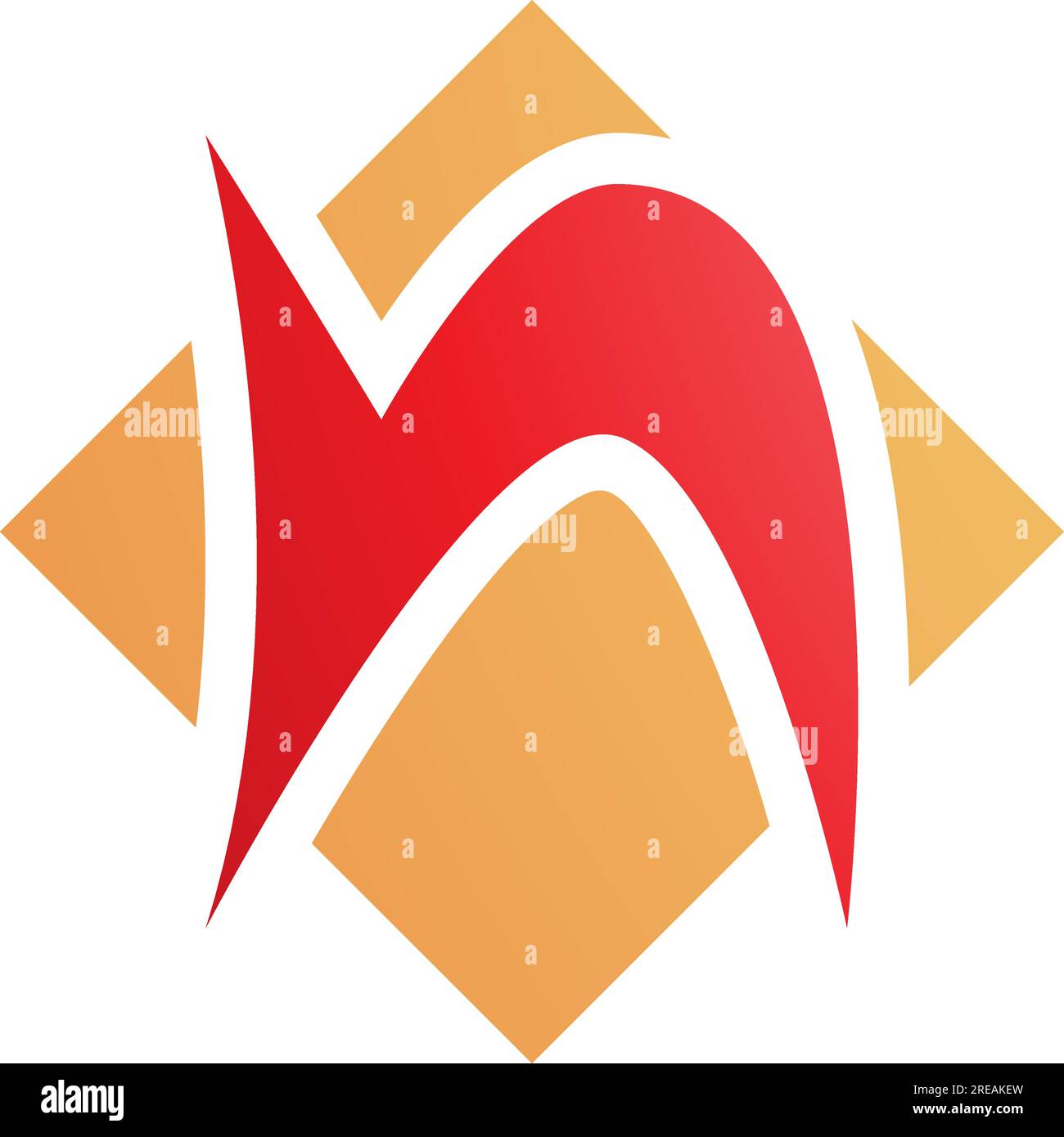 Orange and Red Letter N Icon with a Square Diamond Shape on a White Background Stock Vector ...