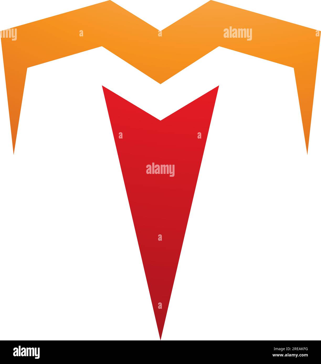 Orange and Red Letter T Icon with Pointy Tips on a White Background ...