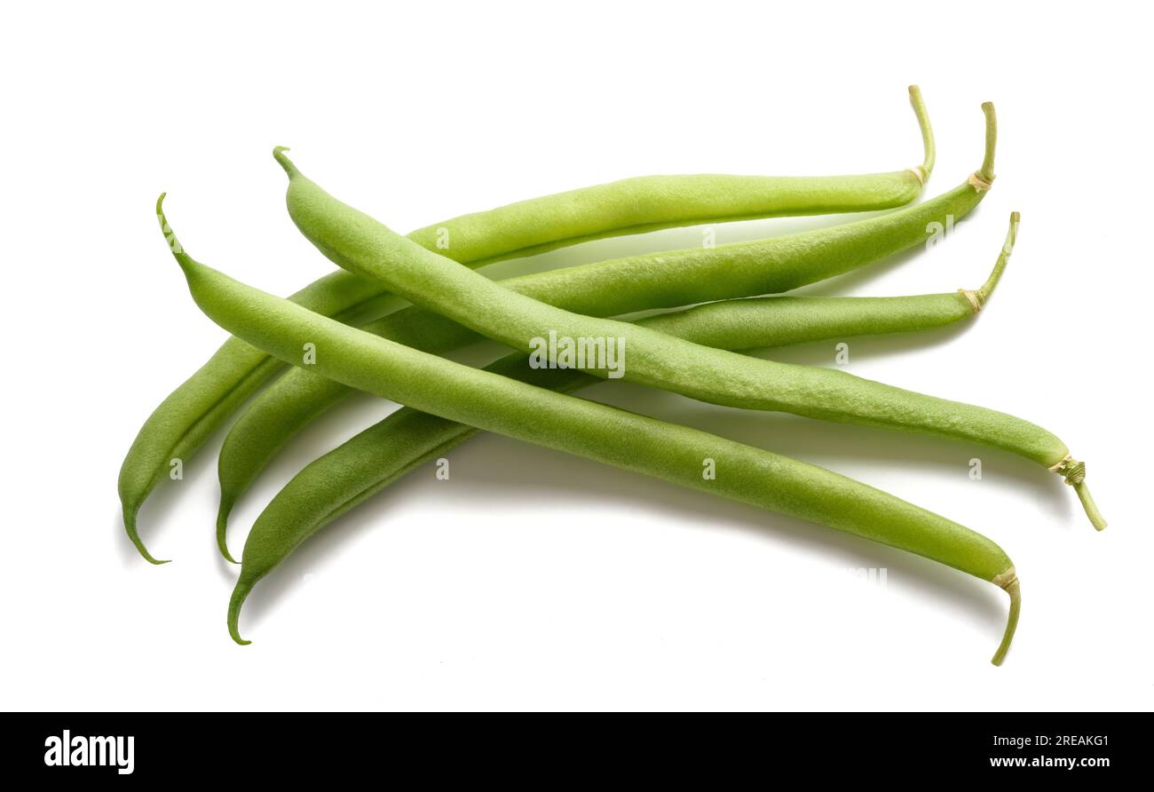 Green beans group isolated on white background Stock Photo - Alamy