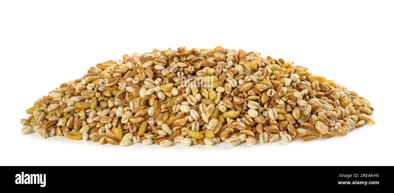 Cereals mix pile isolated on white background Stock Photo - Alamy
