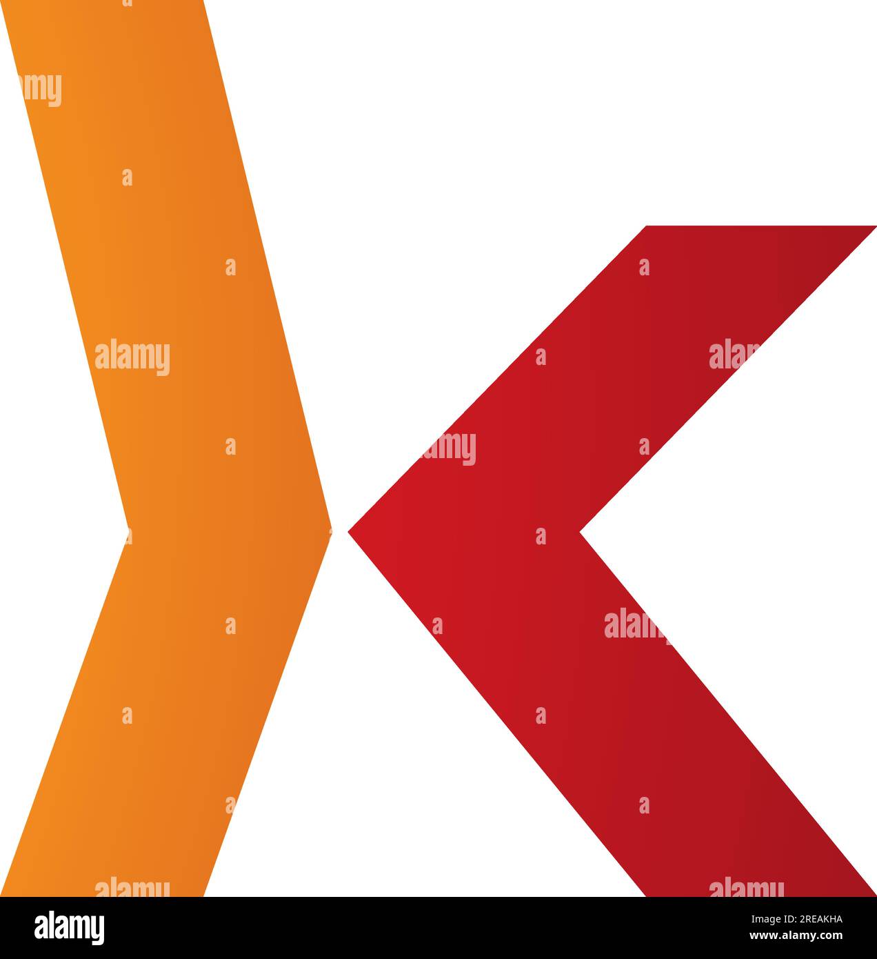 Orange and Red Lowercase Arrow Shaped Letter K Icon on a White ...