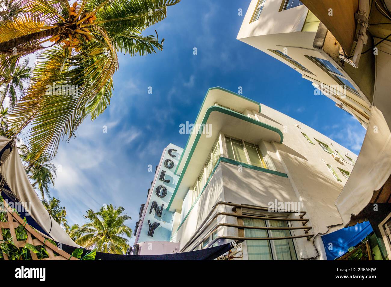 Miami, USA - August 20, 2014: The Colony hotel located at 736 Ocean ...