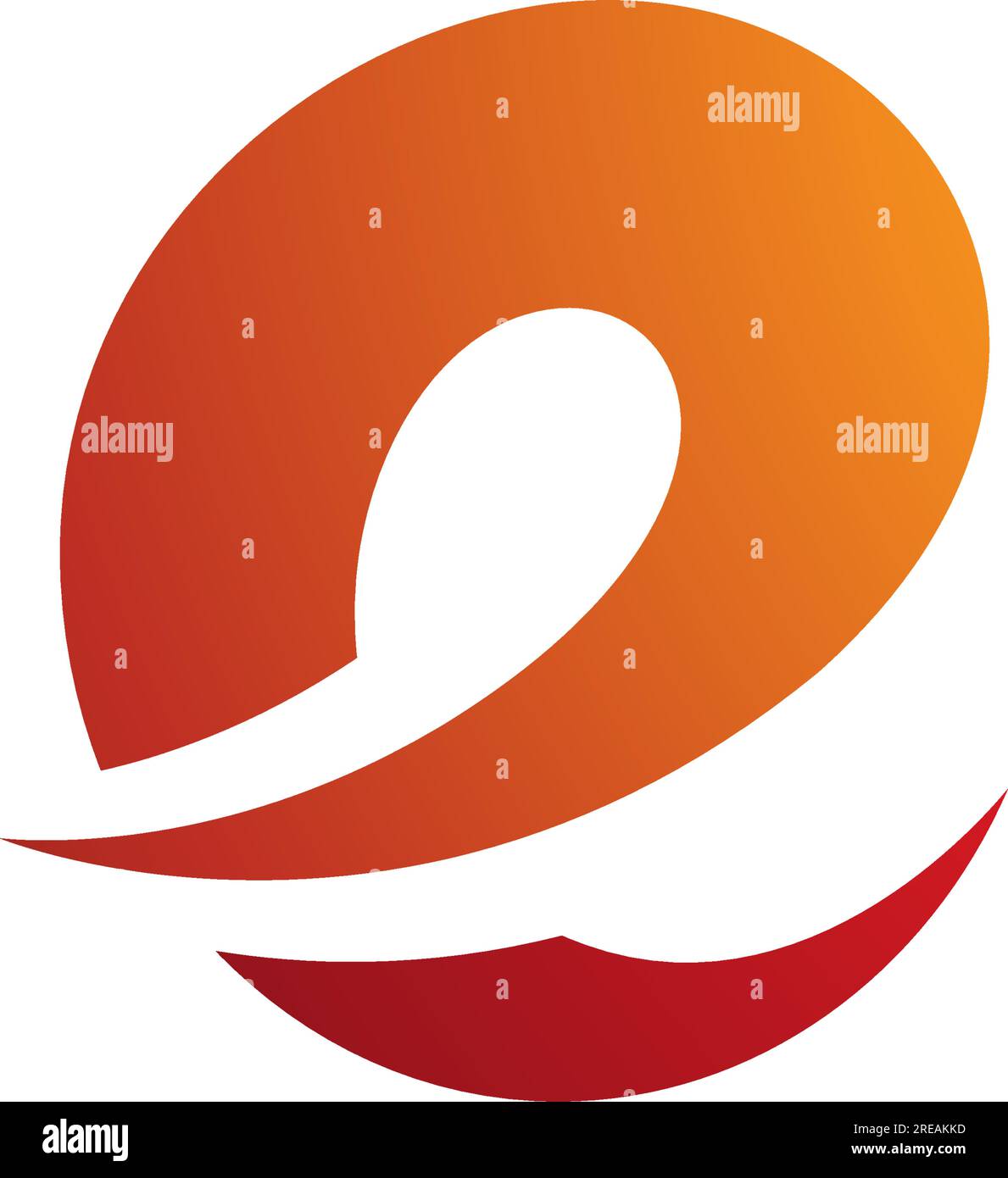 Orange and Red Lowercase Letter E Icon with Soft Spiky Curves on a ...