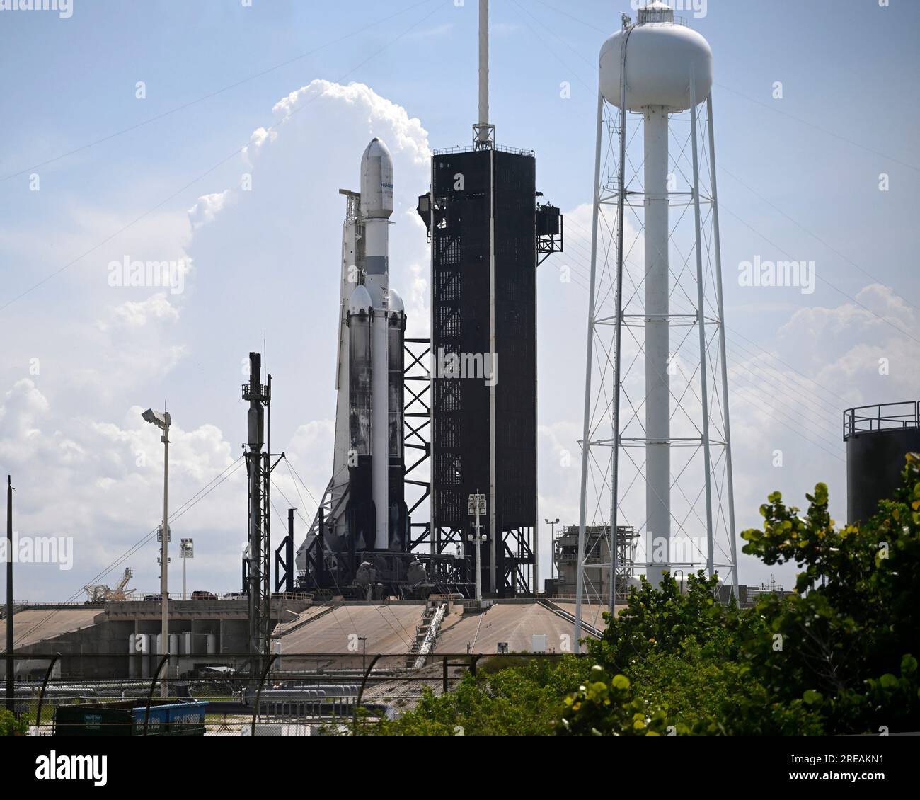 A SpaceX Falcon 9 Heavy rocket is prepared to launch the Jupiter 3 ...