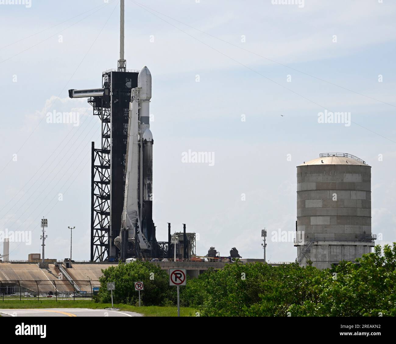 A SpaceX Falcon 9 Heavy rocket is prepared to launch the Jupiter 3 ...