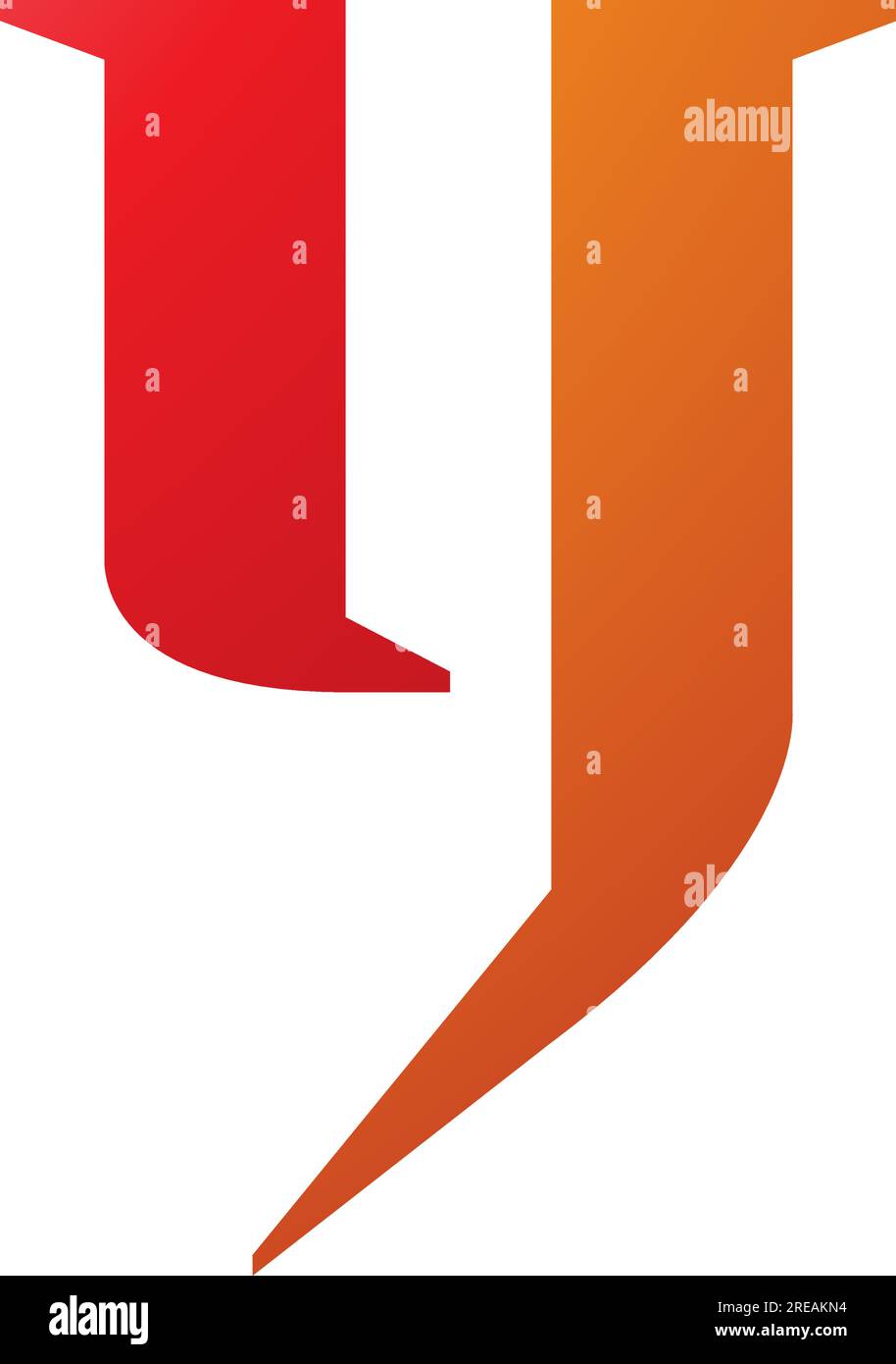 Orange and Red Lowercase Letter Y Icon on a White Background Stock ...