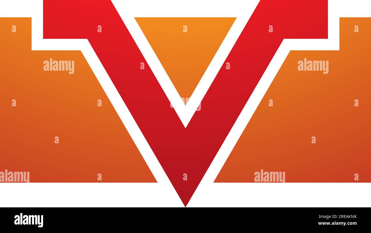 Orange and Red Rectangle Shaped Letter V Icon on a White Background ...