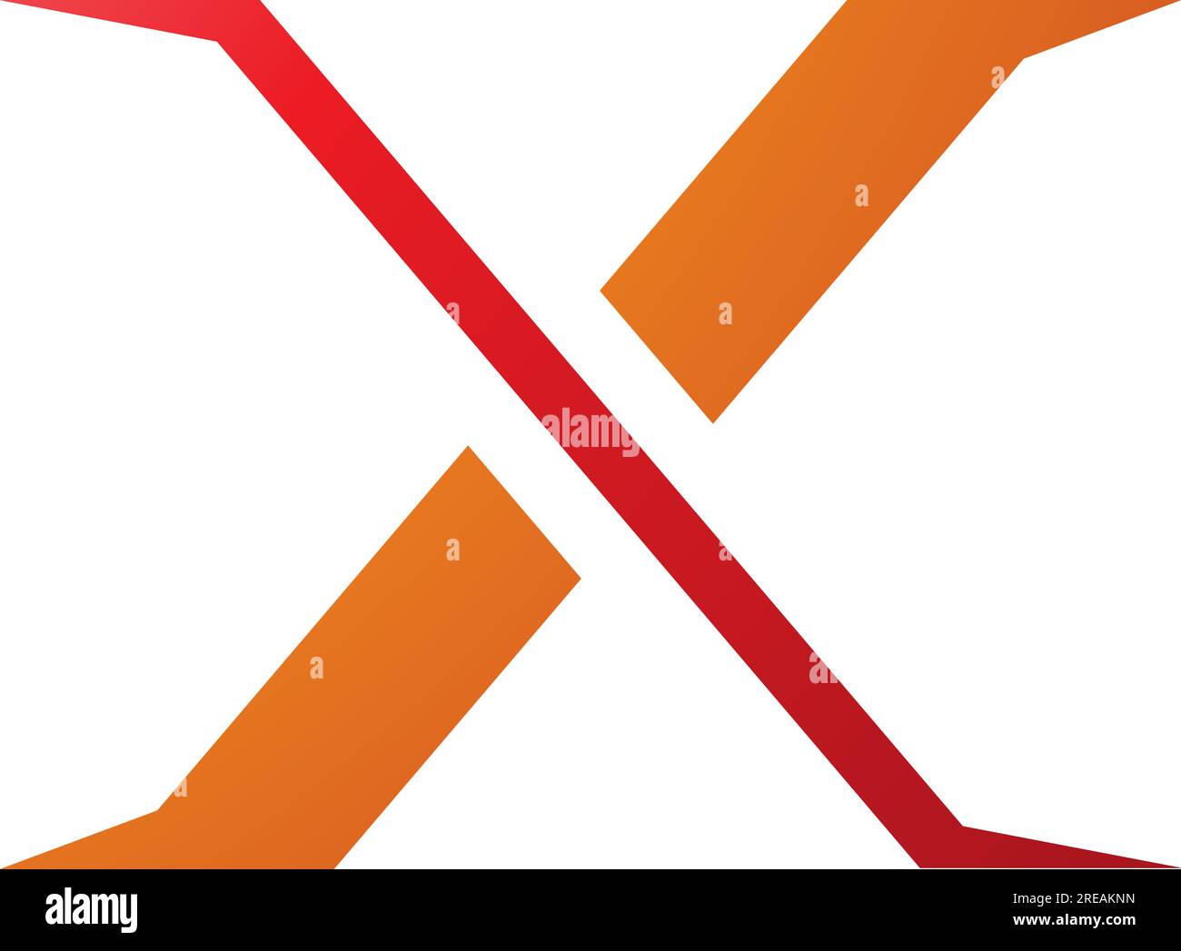 Orange and Red Pointy Tipped Letter X Icon on a White Background Stock ...