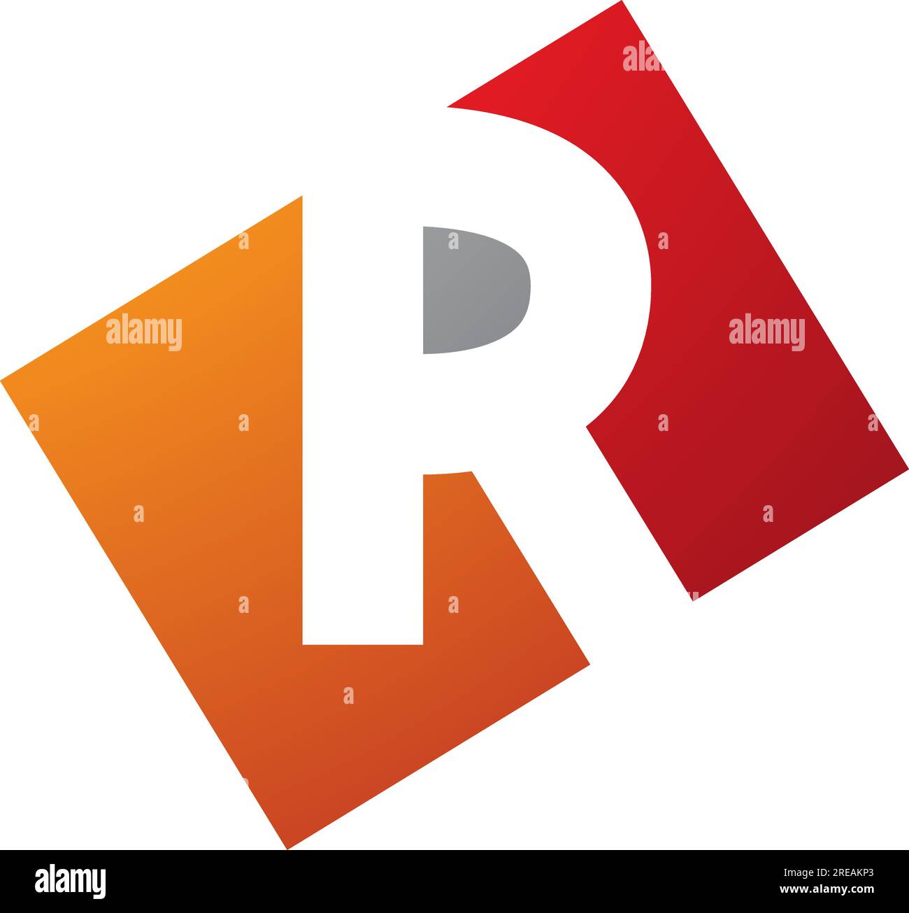 Orange and Red Rectangle Shaped Letter R Icon on a White Background ...