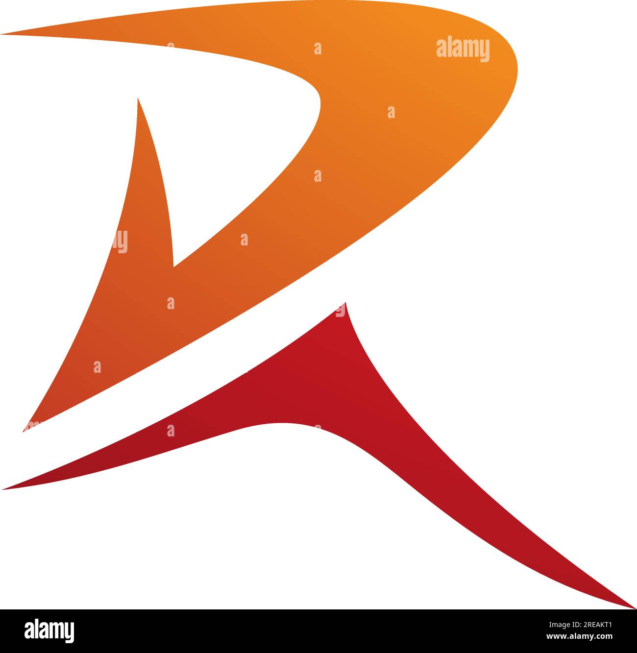 Orange and Red Pointy Tipped Letter R Icon on a White Background Stock ...