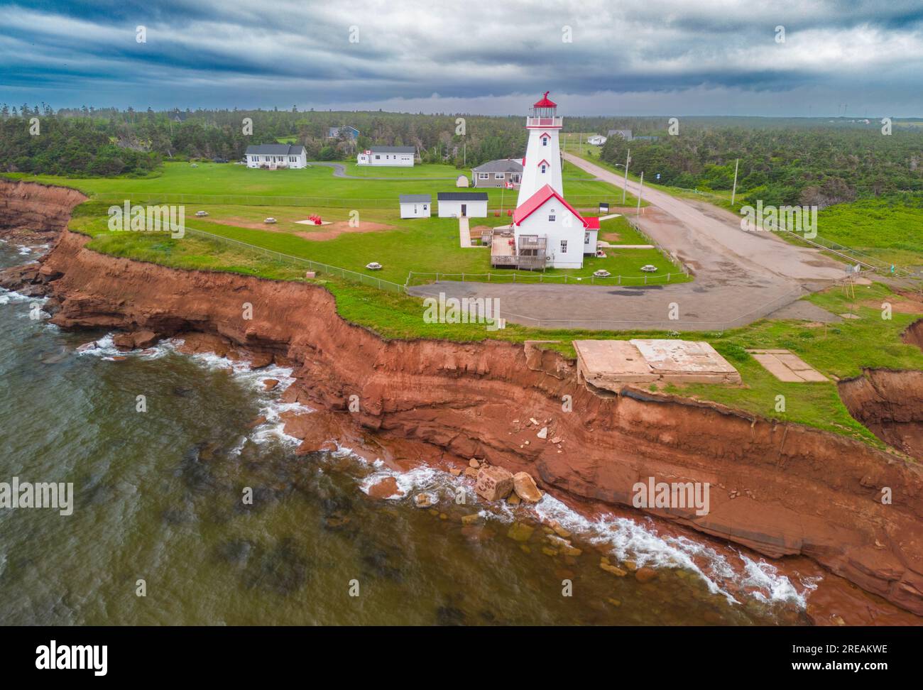 Prince Edward Island, the East Point Lighthouse aerial view Stock Photo - Alamy