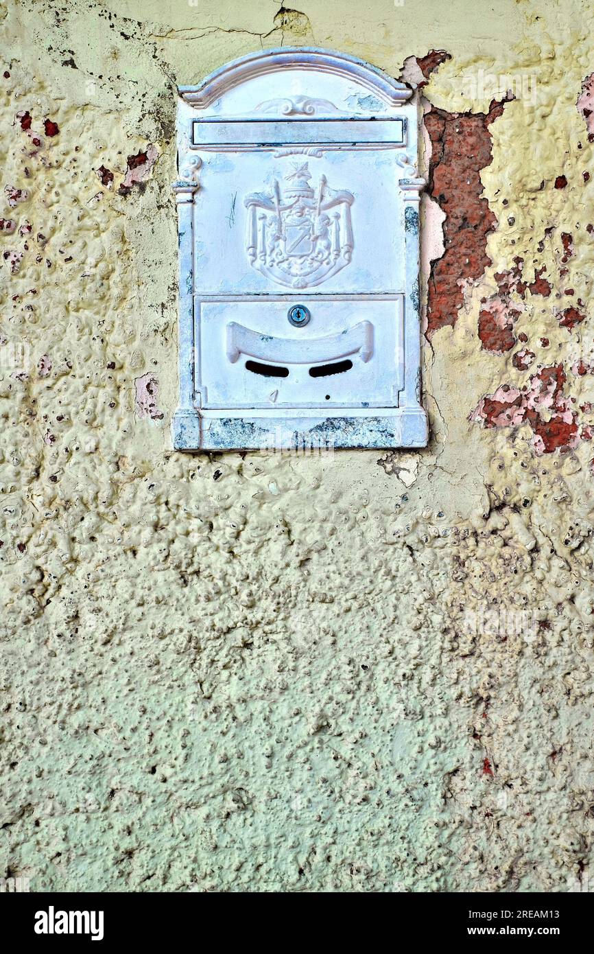 Old classic white letter box on a wall Stock Photo - Alamy