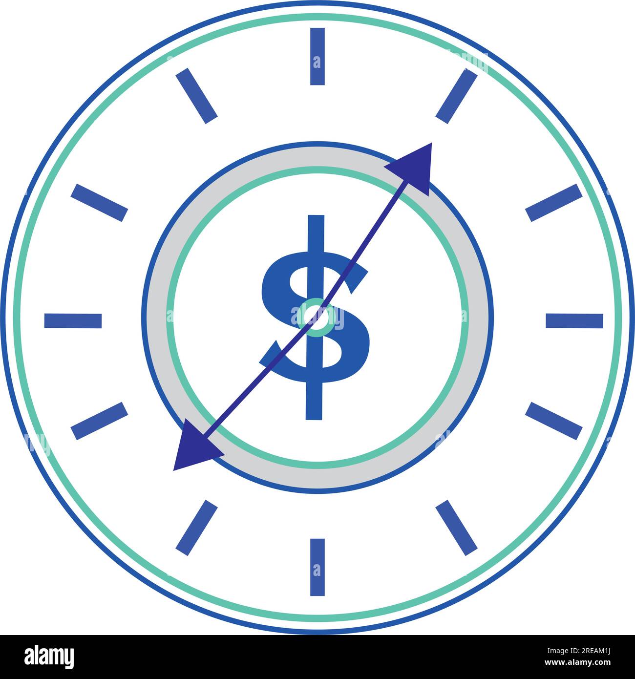 Clock watch with a money symbol Isolated business icon Vector Stock ...