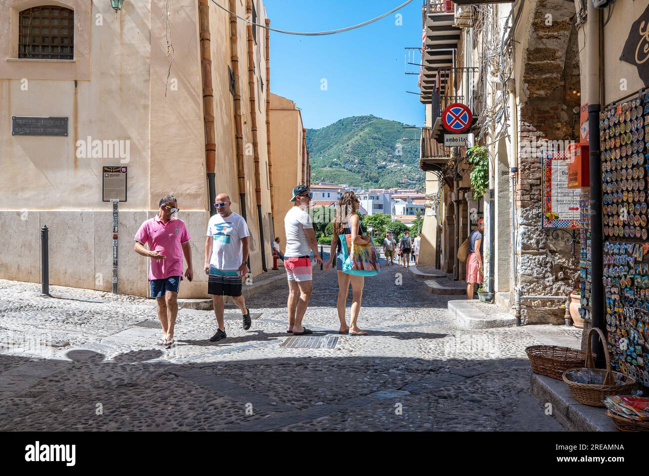 Urban scene from the Old Town in Cefalú. This historic town is a major ...
